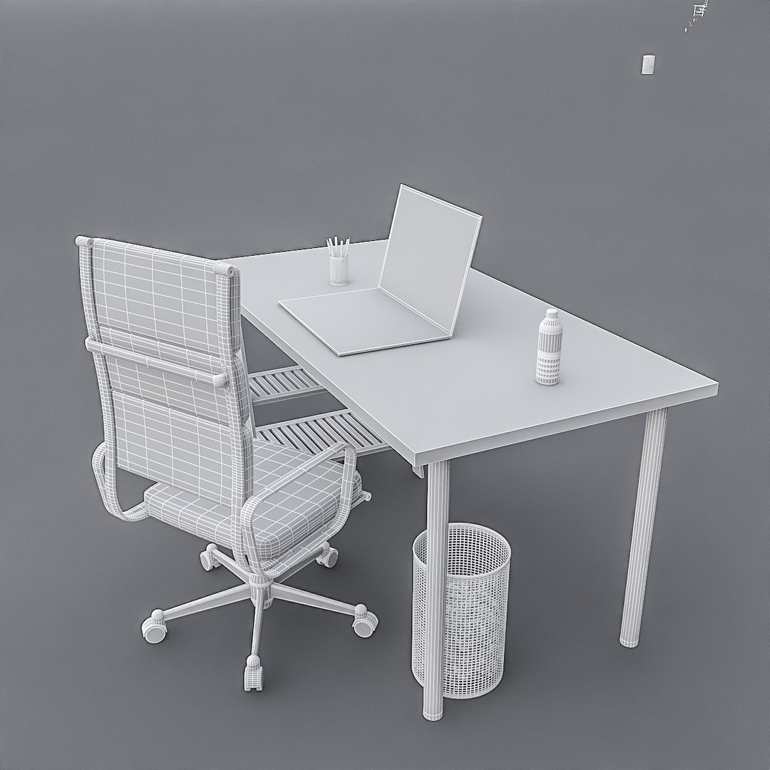 3D Study Desk 02 - TurboSquid 1548463