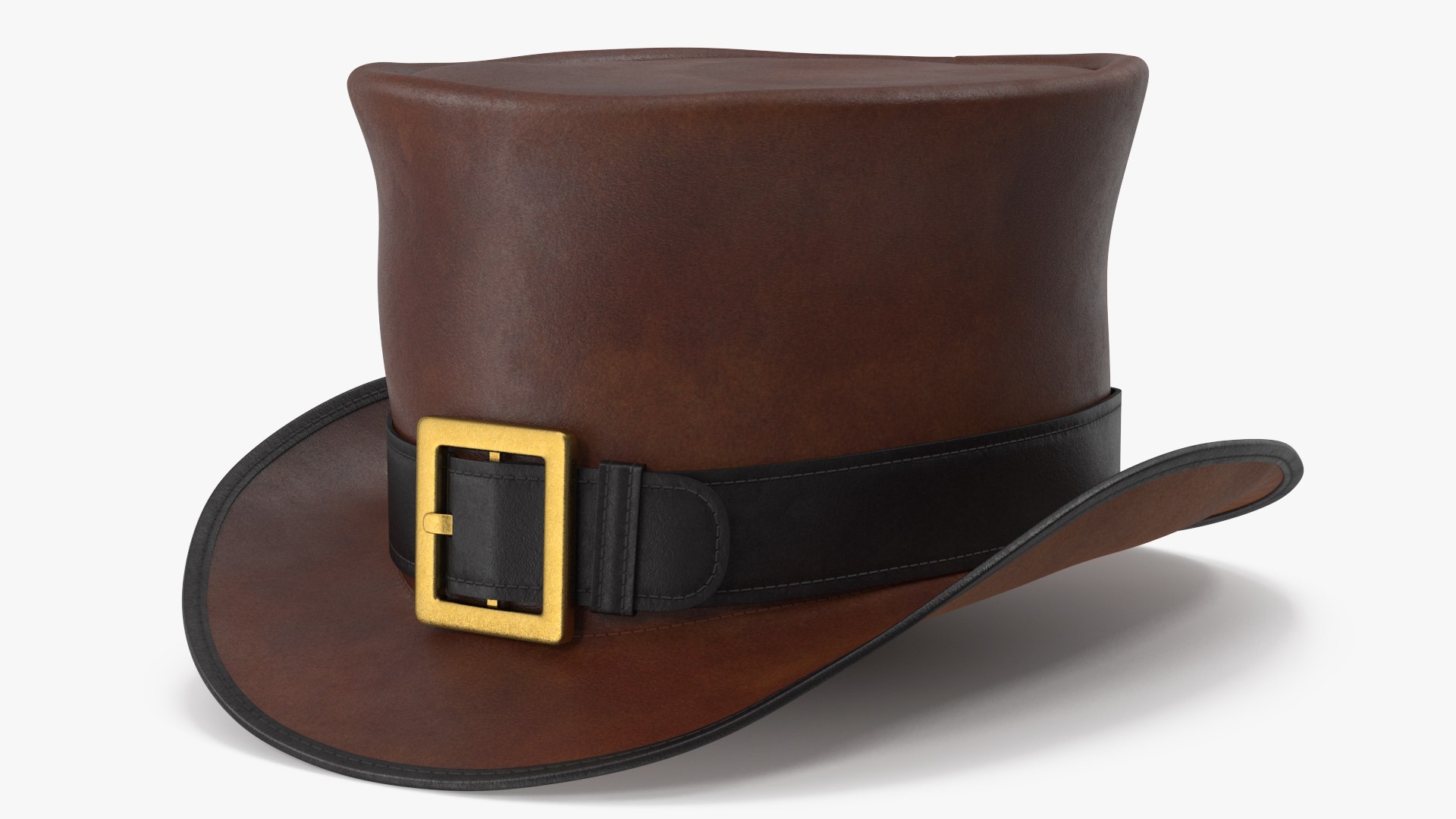 Leather Top Hat Brown With Buckle Model - TurboSquid 1821844