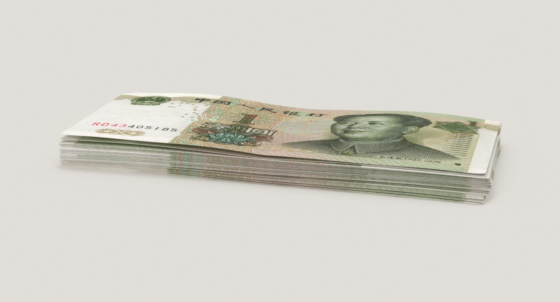 3d Model 1 Yuan Note Stack