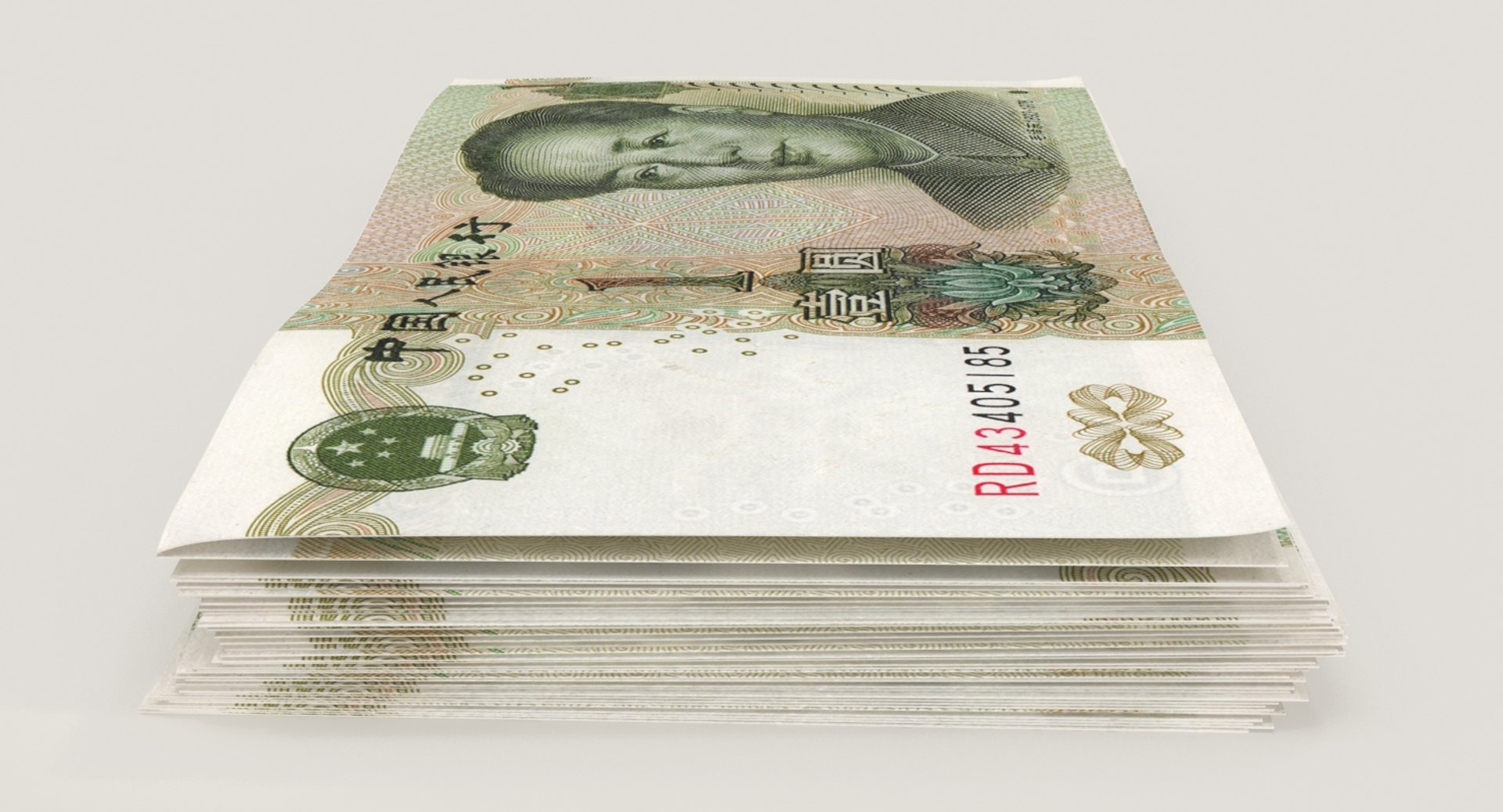 3d Model 1 Yuan Note Stack