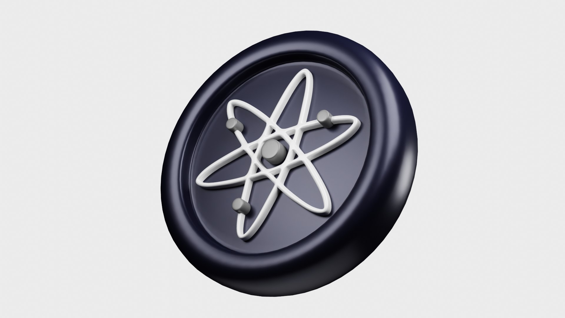 3D Cosmos Or ATOM Dark Blue Crypto Coin With Cartoon Style Model ...