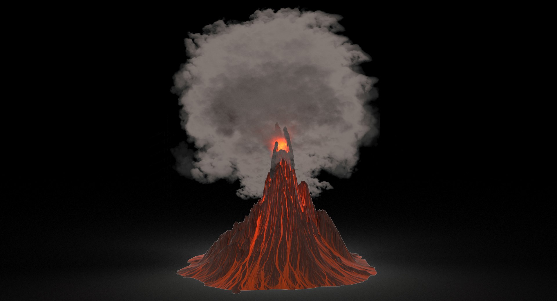 3d Volcano Active Model