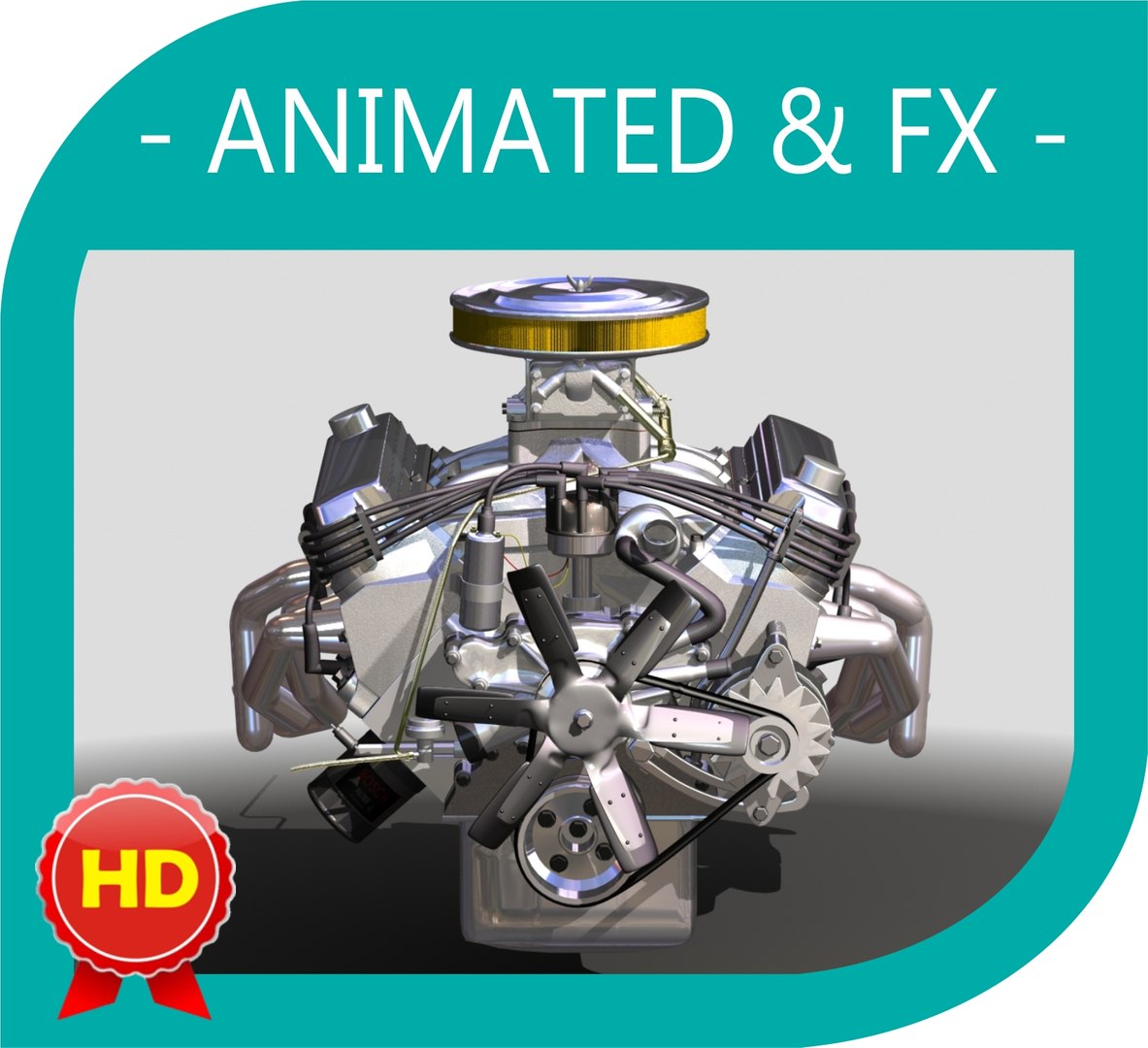 3d model v8 engine 5 fx