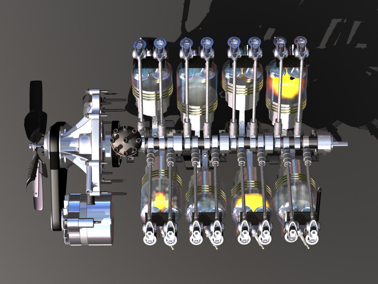 3d model v8 engine 5 fx