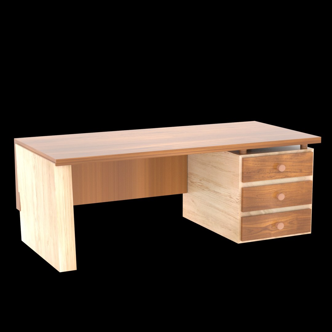3D Simple Table Wood Desk Workstation - TurboSquid 2297471