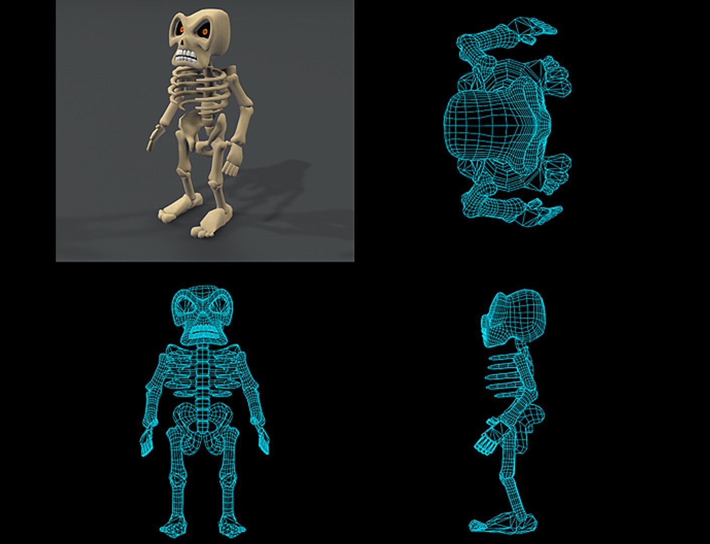 Toon Skeleton Rigged Cartoon 3d Dxf