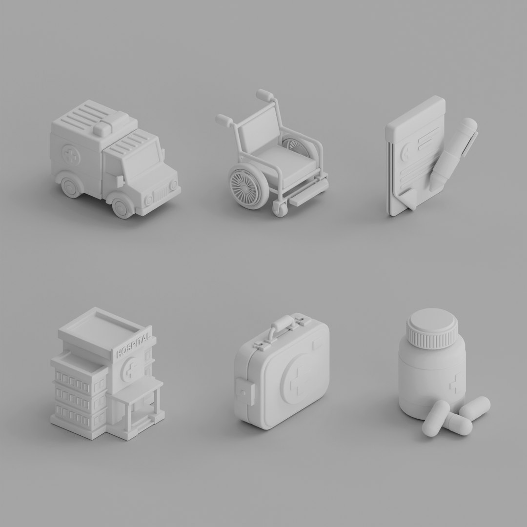 Icon Set Of Medical And Health 3D Model - TurboSquid 2349639