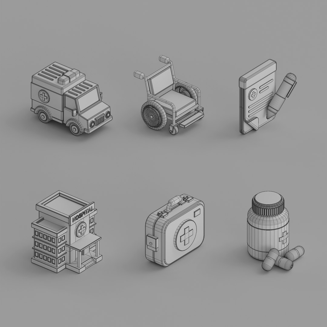 Icon Set Of Medical And Health 3D Model - TurboSquid 2349639