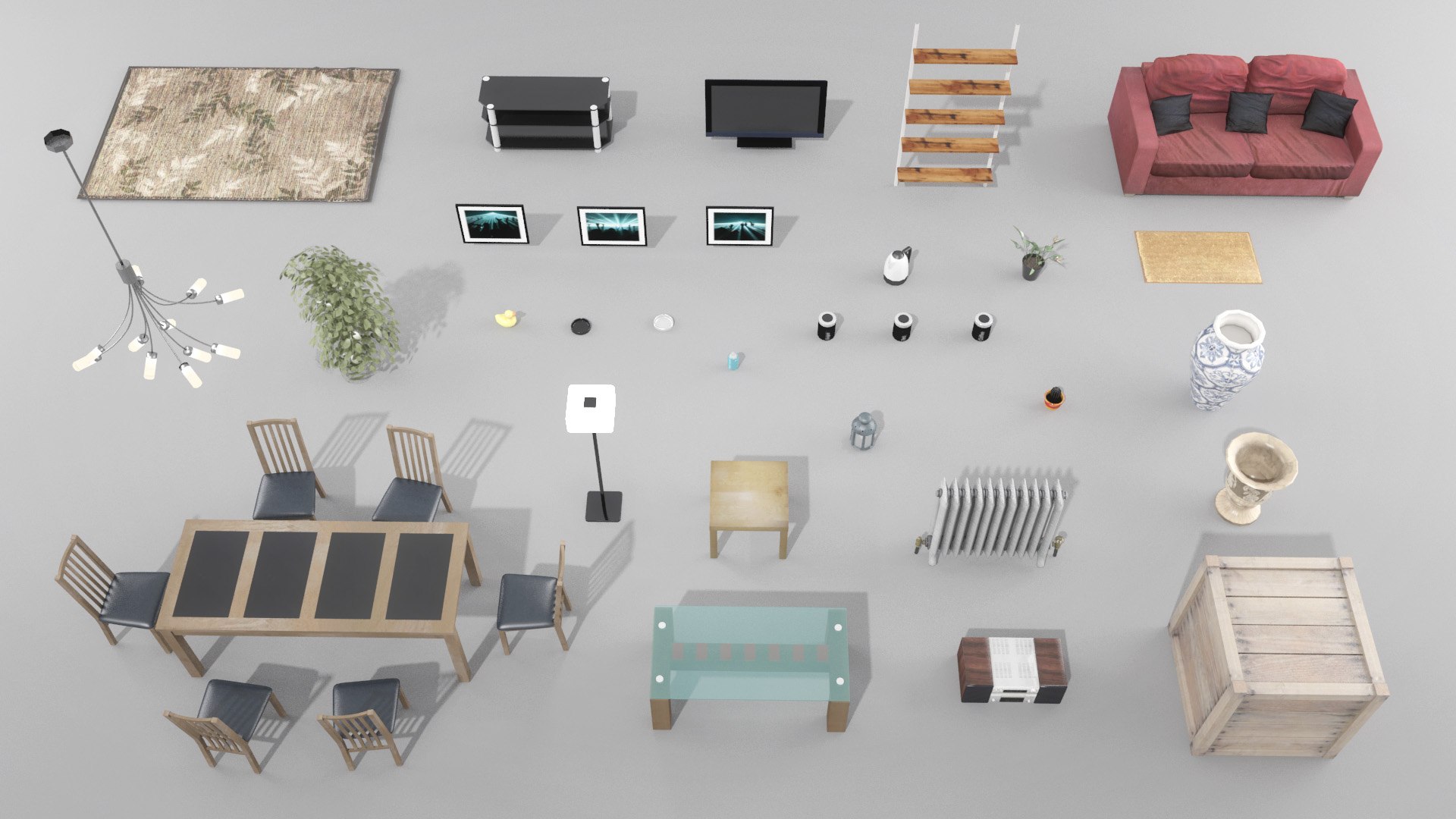 Props Interior Wooden Table 3d Model