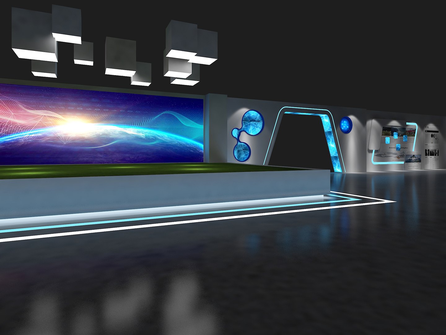 3D High-Tech Future Exhibition Hall Exhibition wall module Technology ...