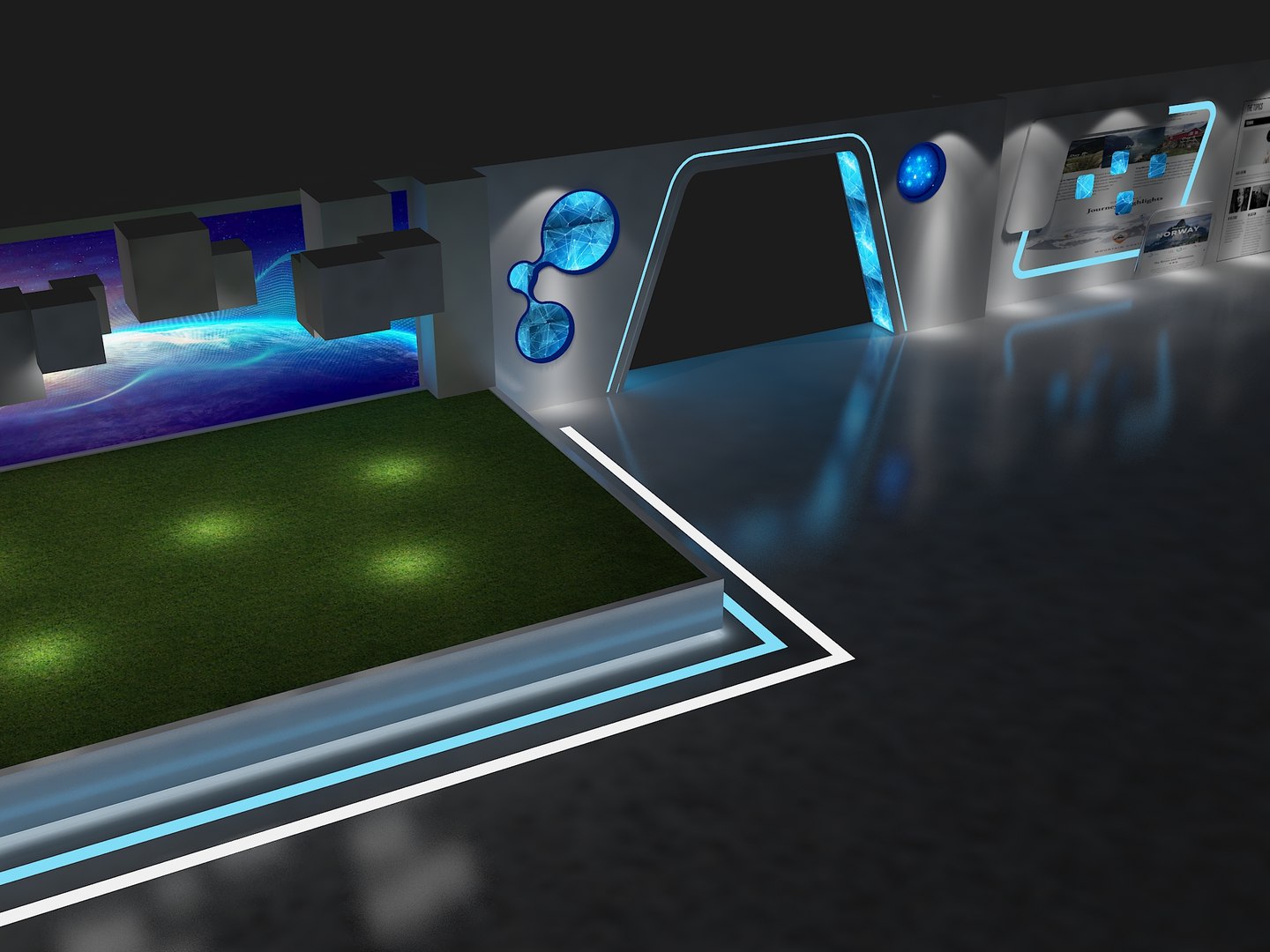 3D High-Tech Future Exhibition Hall Exhibition wall module Technology ...