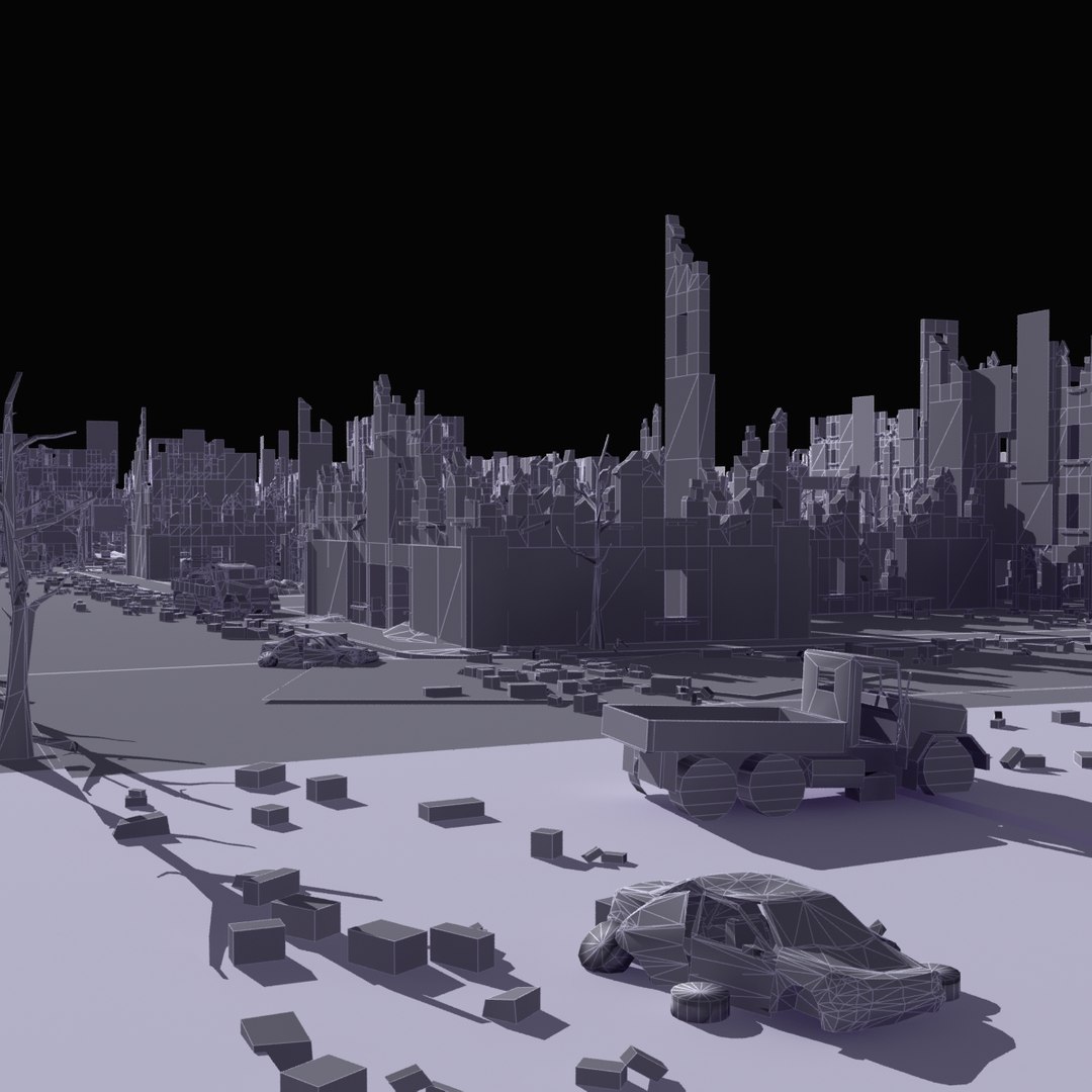 3d model of ruined city