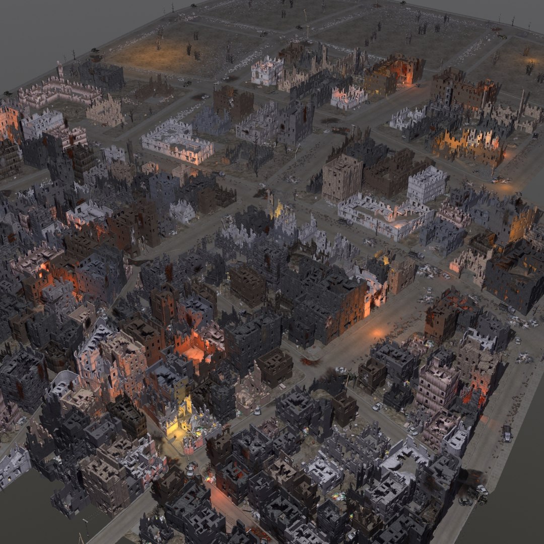 3d model of ruined city