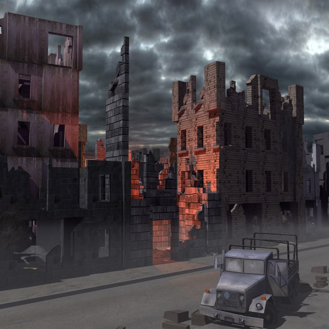 3d model of ruined city