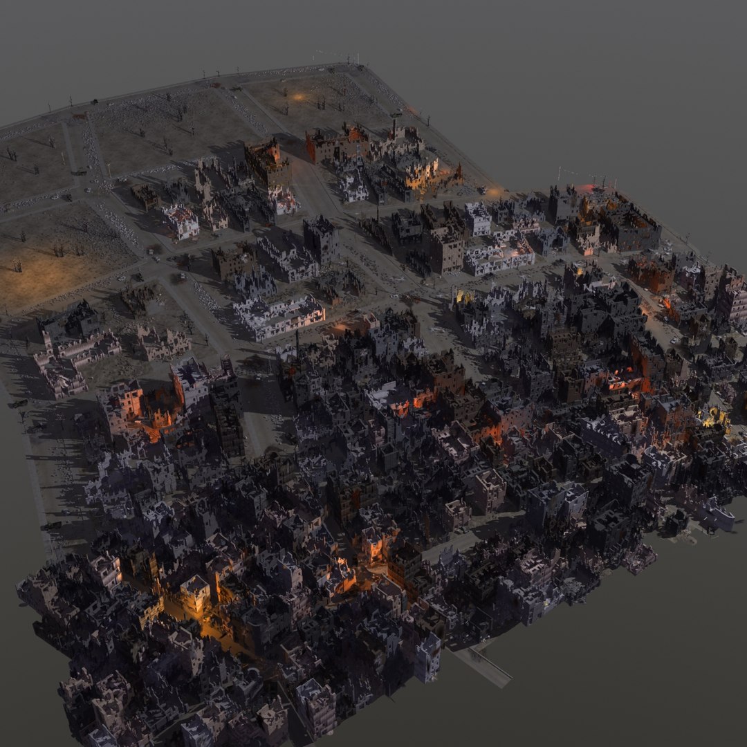 3d model of ruined city