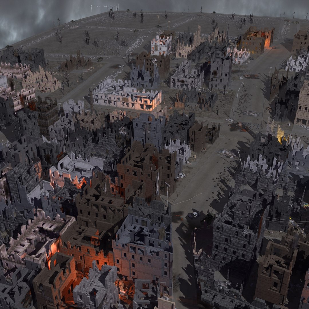 3d model of ruined city