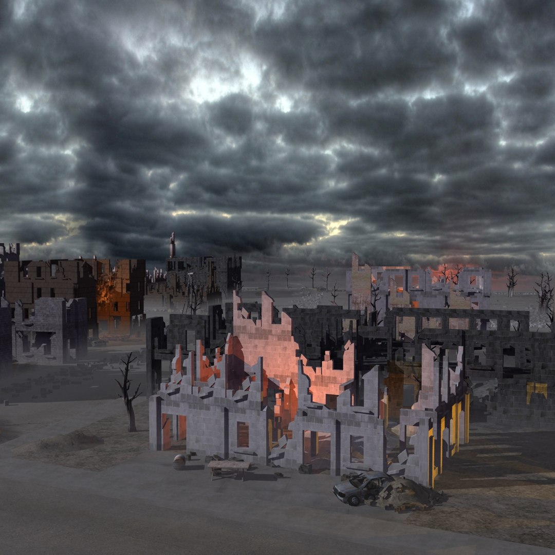 3d model of ruined city