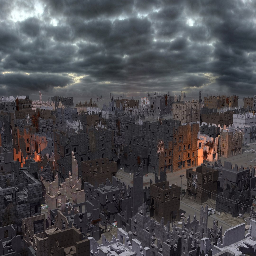 3d model of ruined city