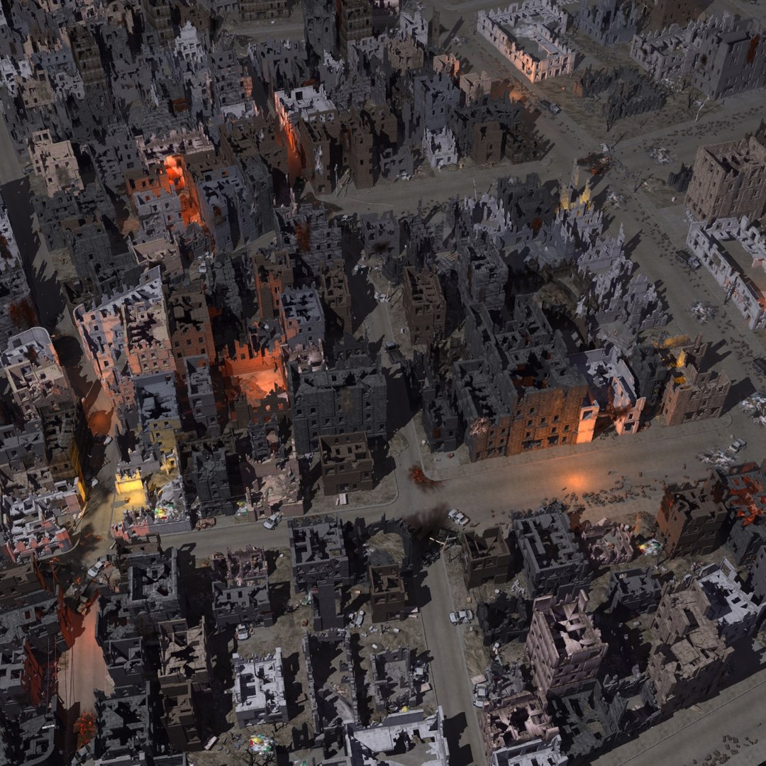 3d model of ruined city