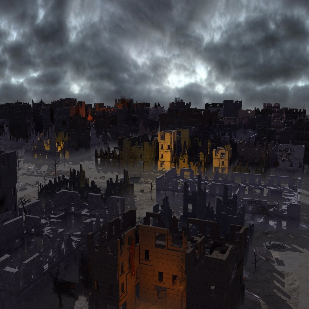 3d model of ruined city