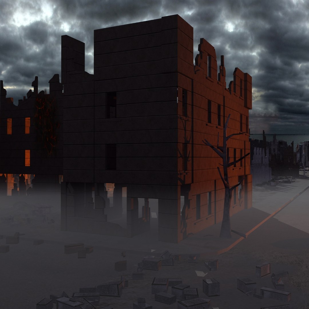 3d model of ruined city
