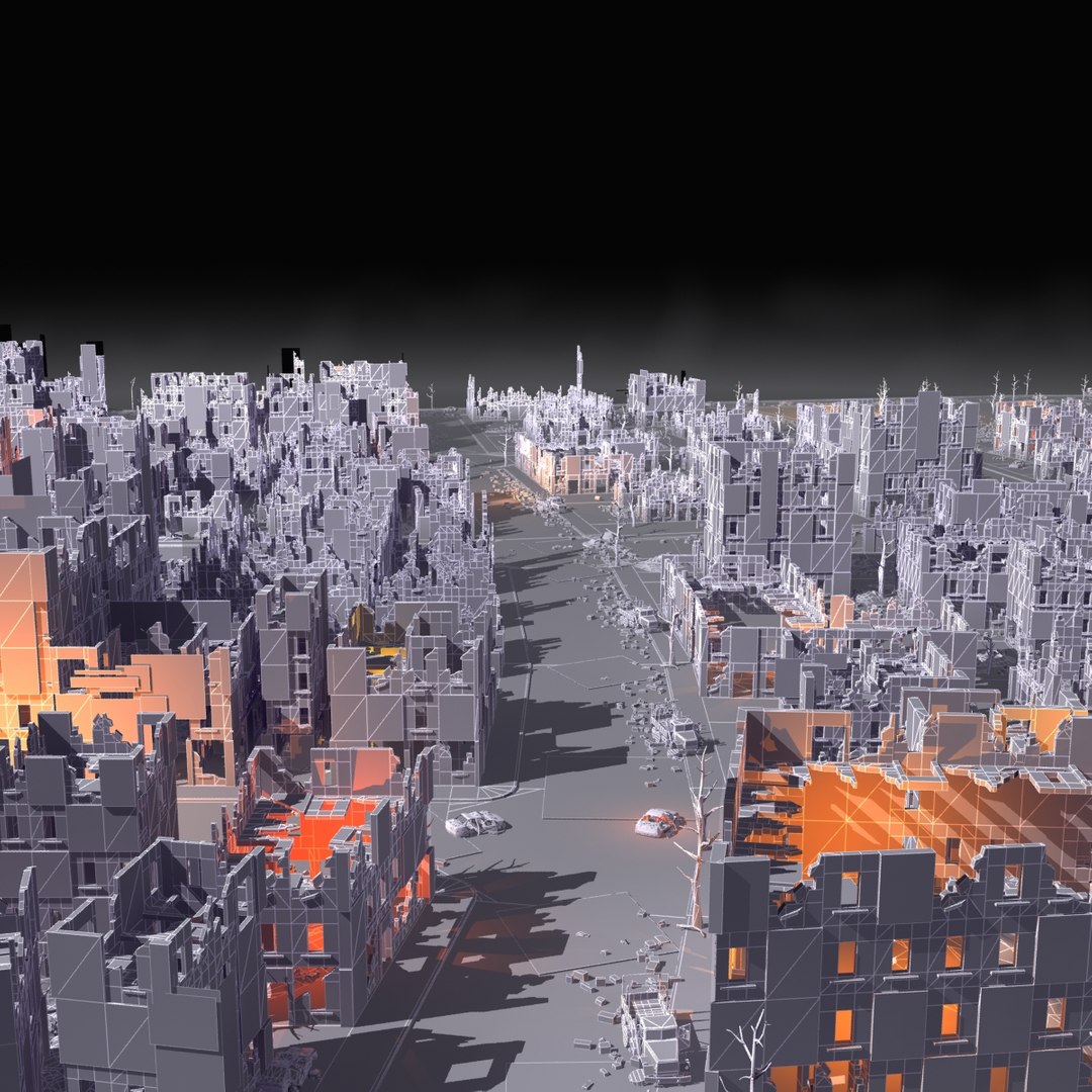 3d model of ruined city
