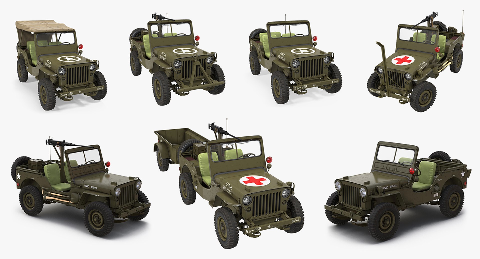 Willys jeeps model - TurboSquid 1205368
