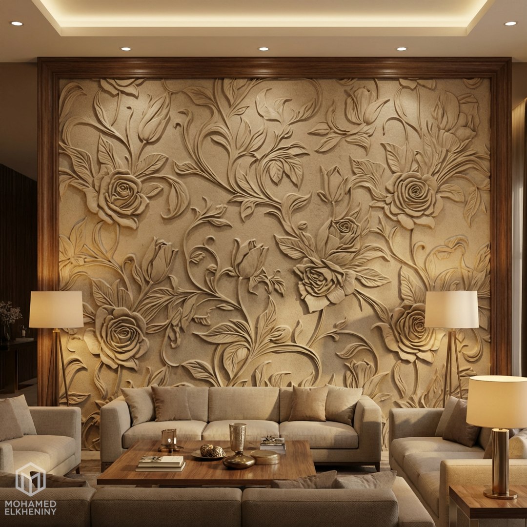 3D Model Modern Rose Panel Wall Decor Set Relief Stl Mural CNC 308 ...