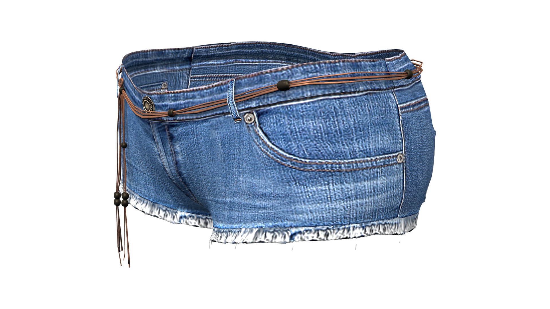 3D Mini Shorts With Cords Belt - TurboSquid 1915855