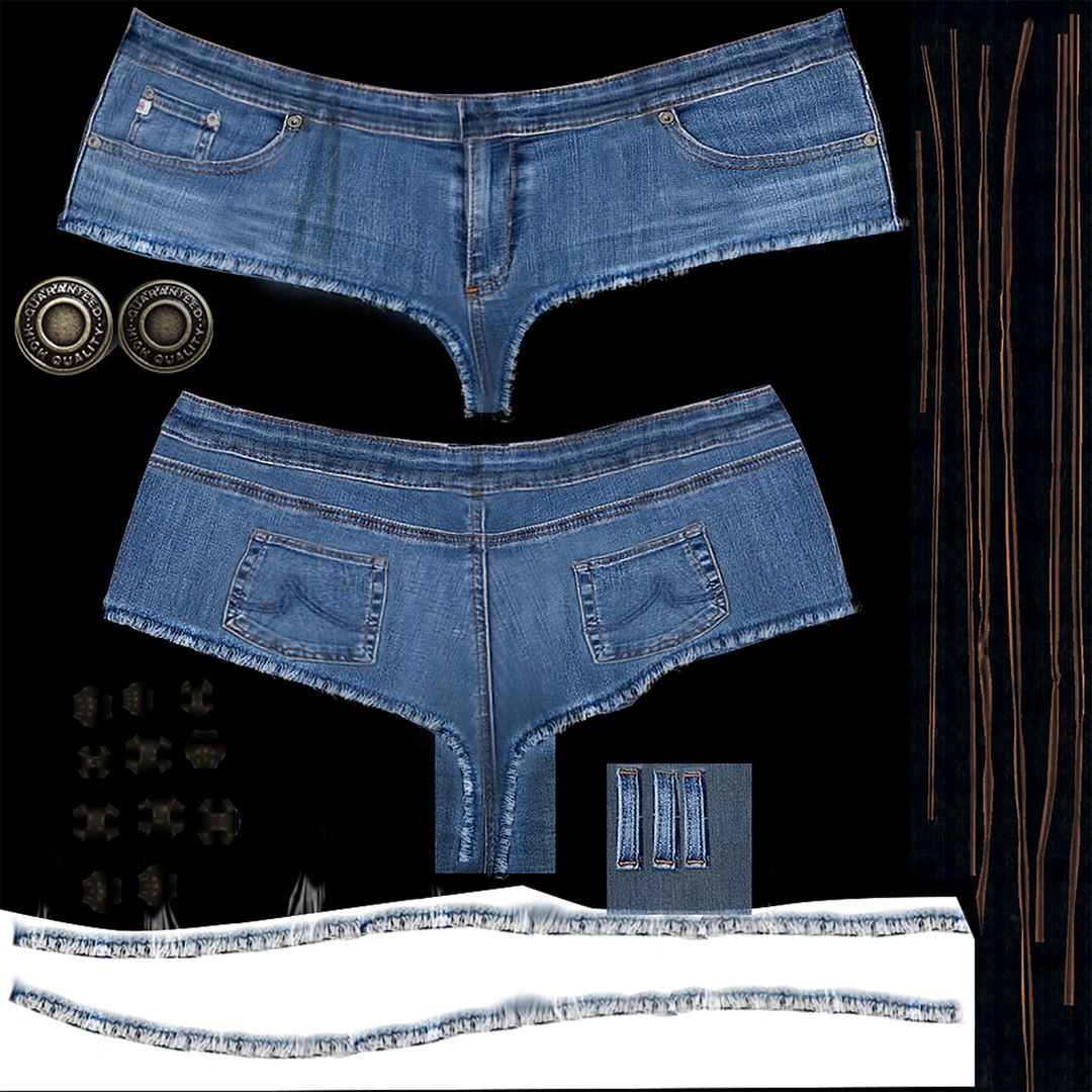 3D Mini Shorts With Cords Belt - TurboSquid 1915855