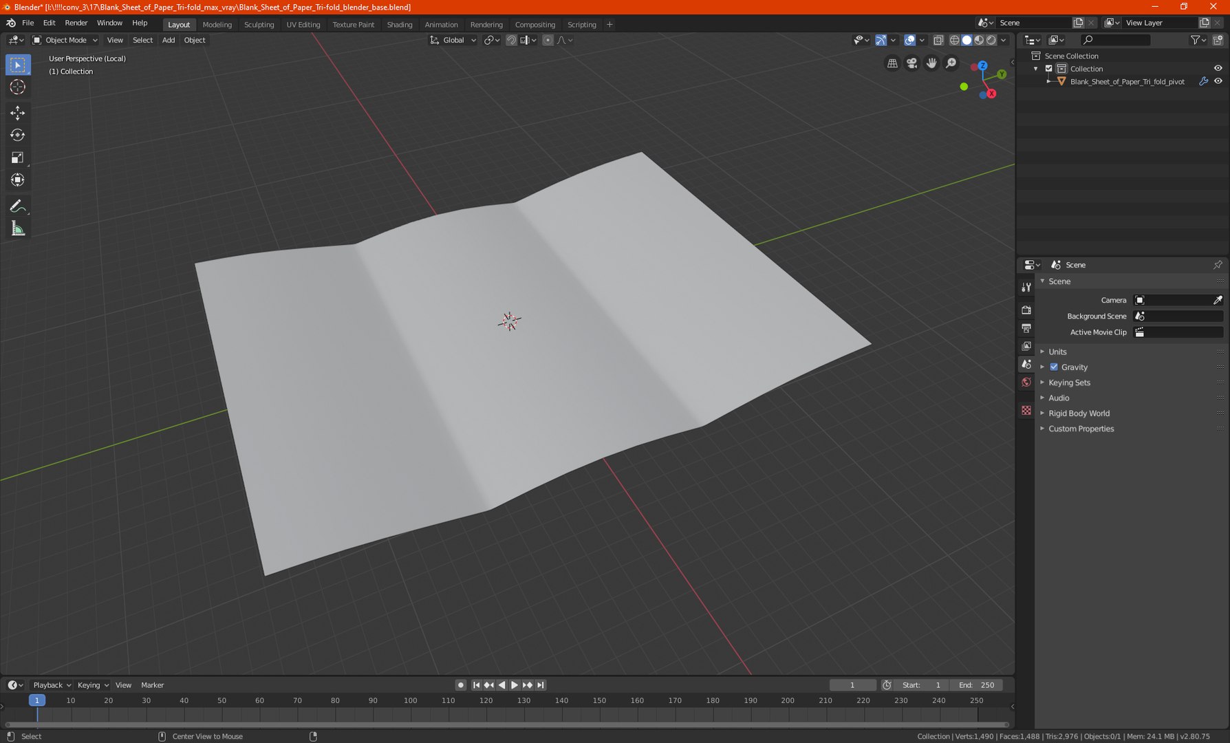 Blank Sheet of Paper Tri-fold 3D model - TurboSquid 1993595