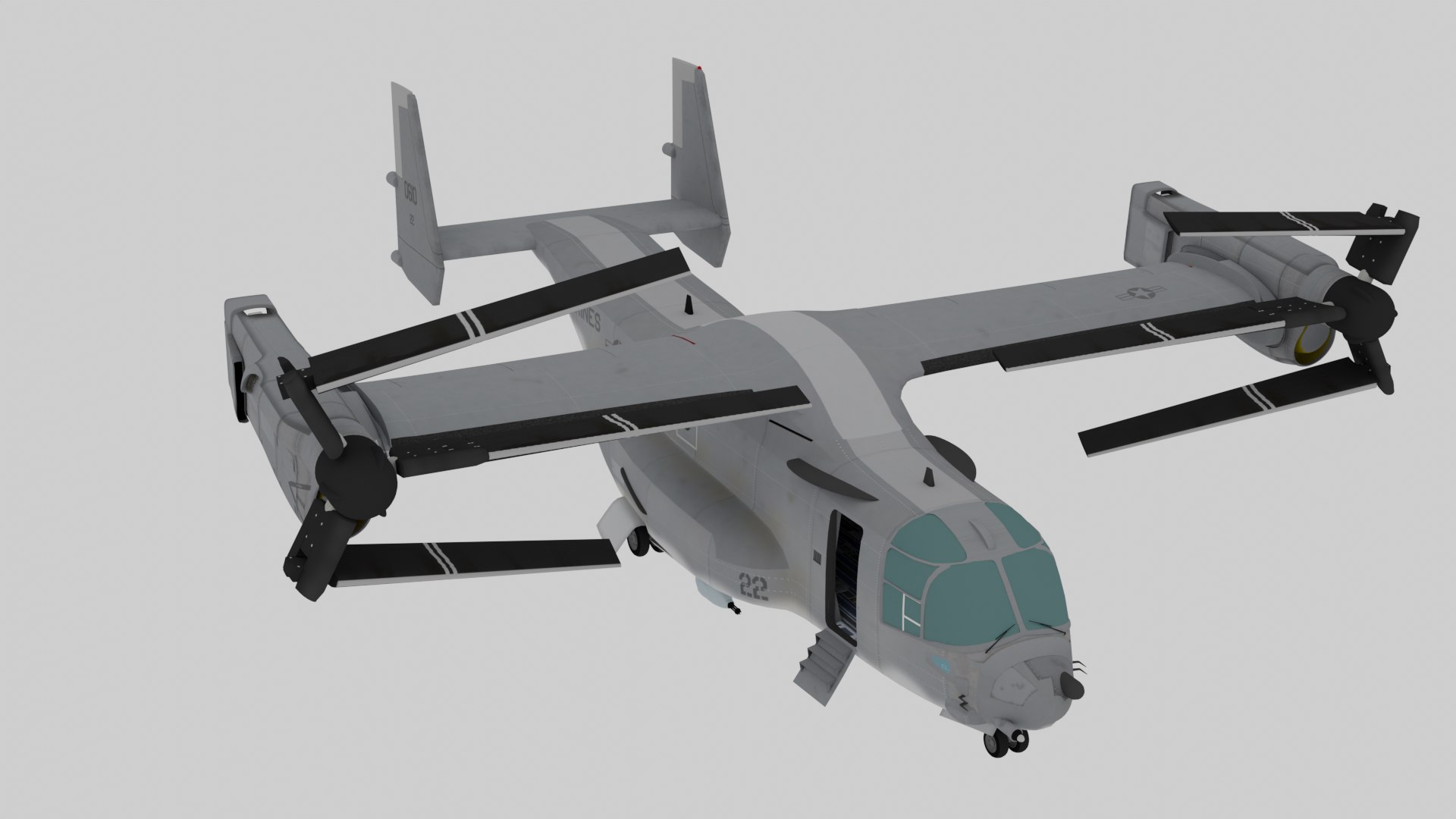 3D Bell Boeing V-22 Osprey Rigged Animated Tiltrotor Aircraft 3D Model ...