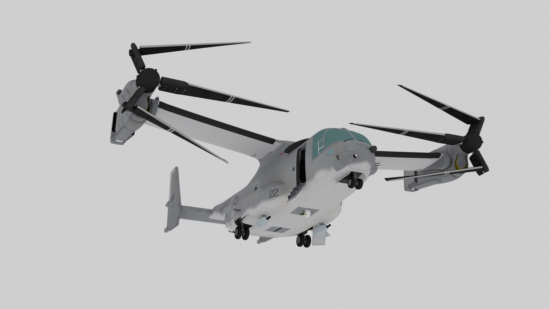 3D Bell Boeing V-22 Osprey Rigged Animated Tiltrotor Aircraft 3D Model ...