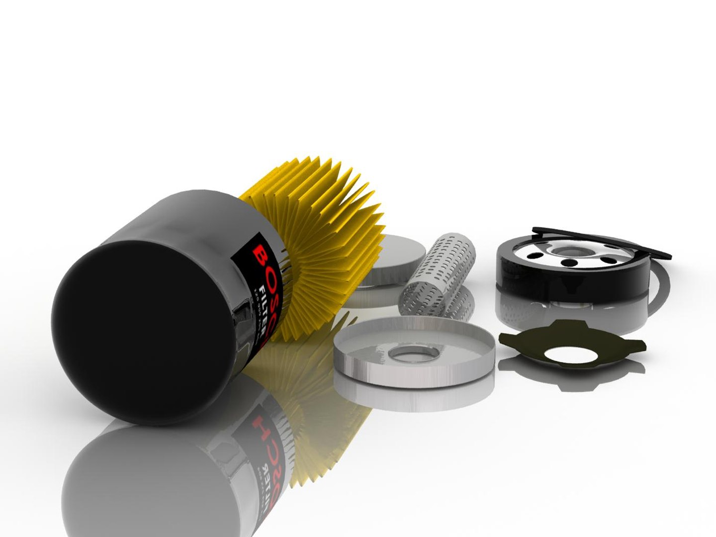 car oil filter parts animation 3d model