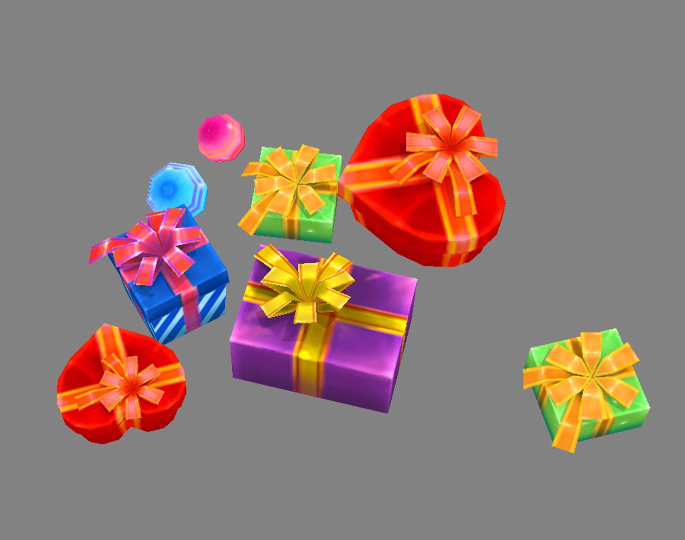 3D A pile of cartoon gift boxes - Love gift - Square gift box ...