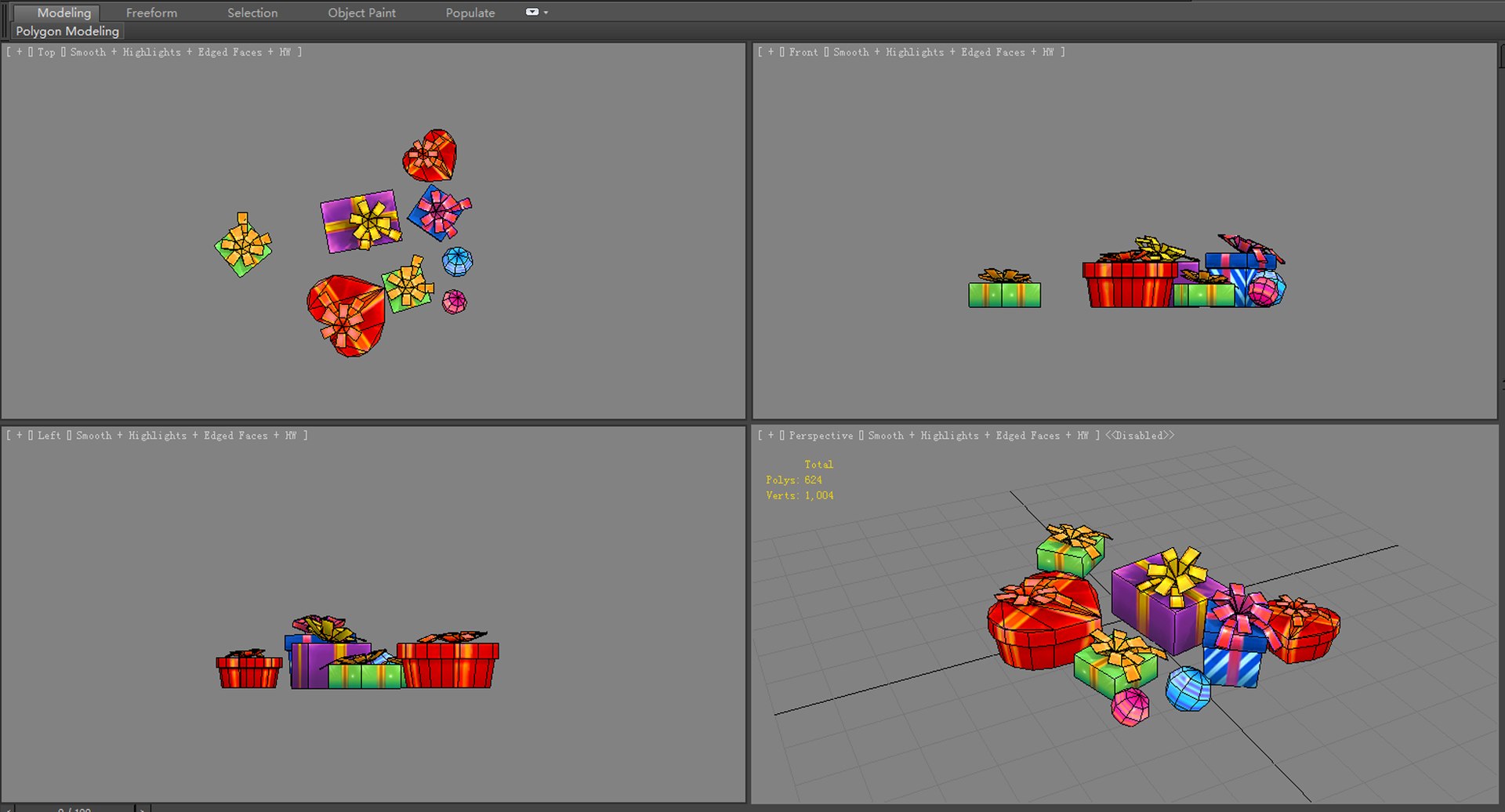 3D A pile of cartoon gift boxes - Love gift - Square gift box ...