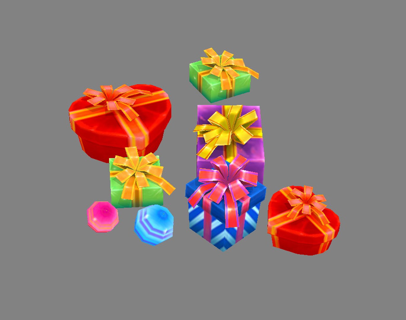 3D A pile of cartoon gift boxes - Love gift - Square gift box ...