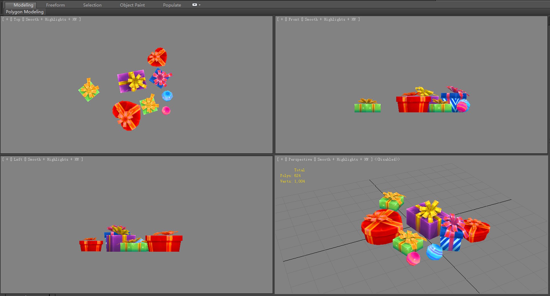 3D A pile of cartoon gift boxes - Love gift - Square gift box ...