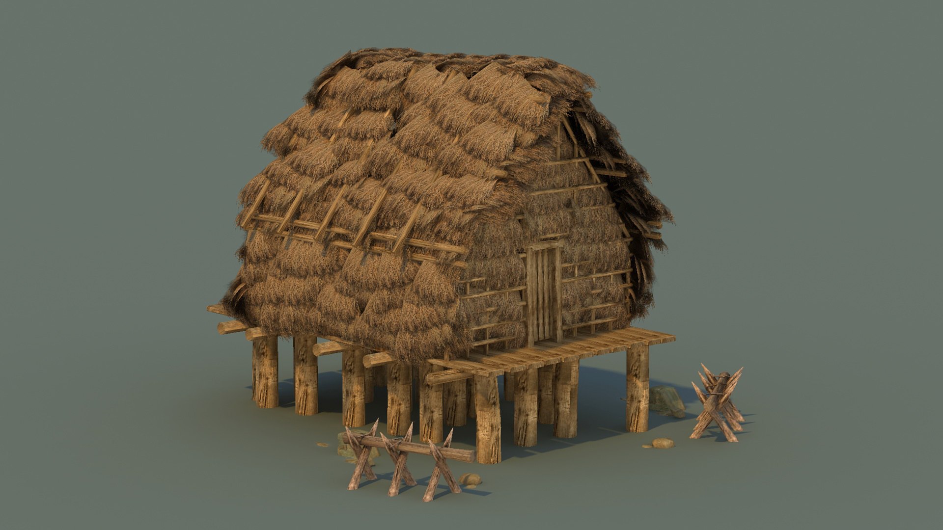 3D thatched cottage countryside Residential Building - TurboSquid 1938415