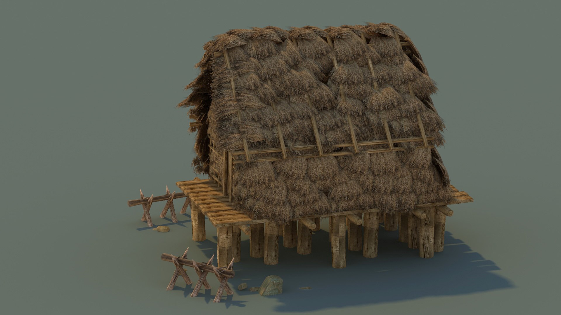 3D thatched cottage countryside Residential Building - TurboSquid 1938415