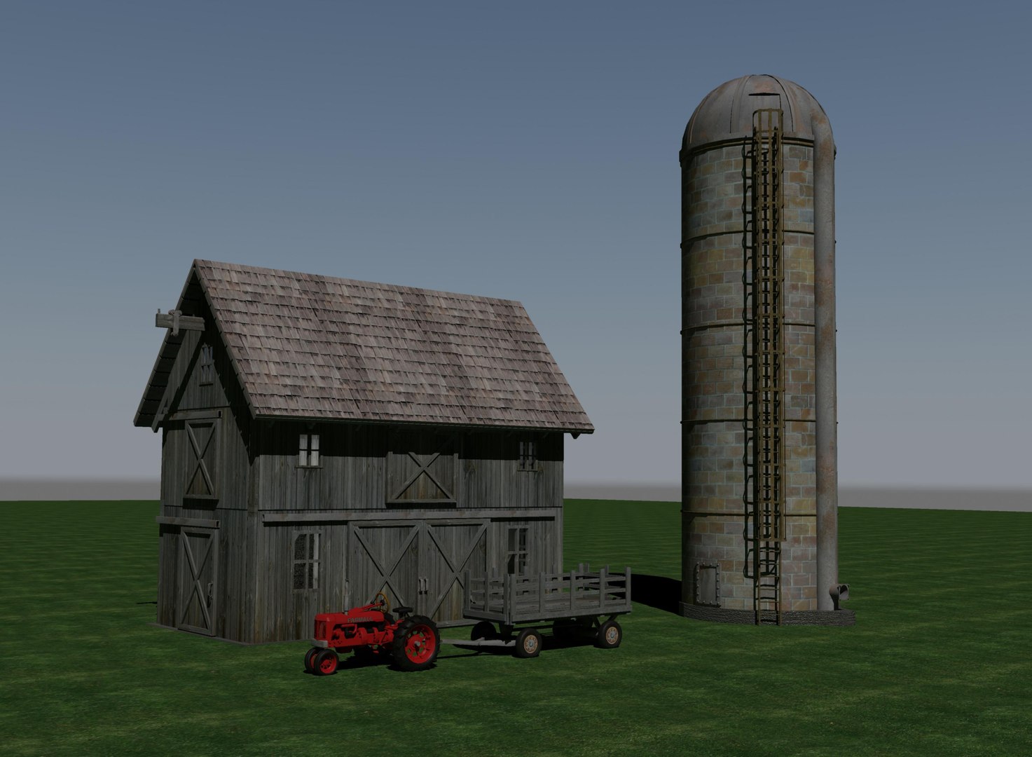 Barn Tractor Hay 3d Max