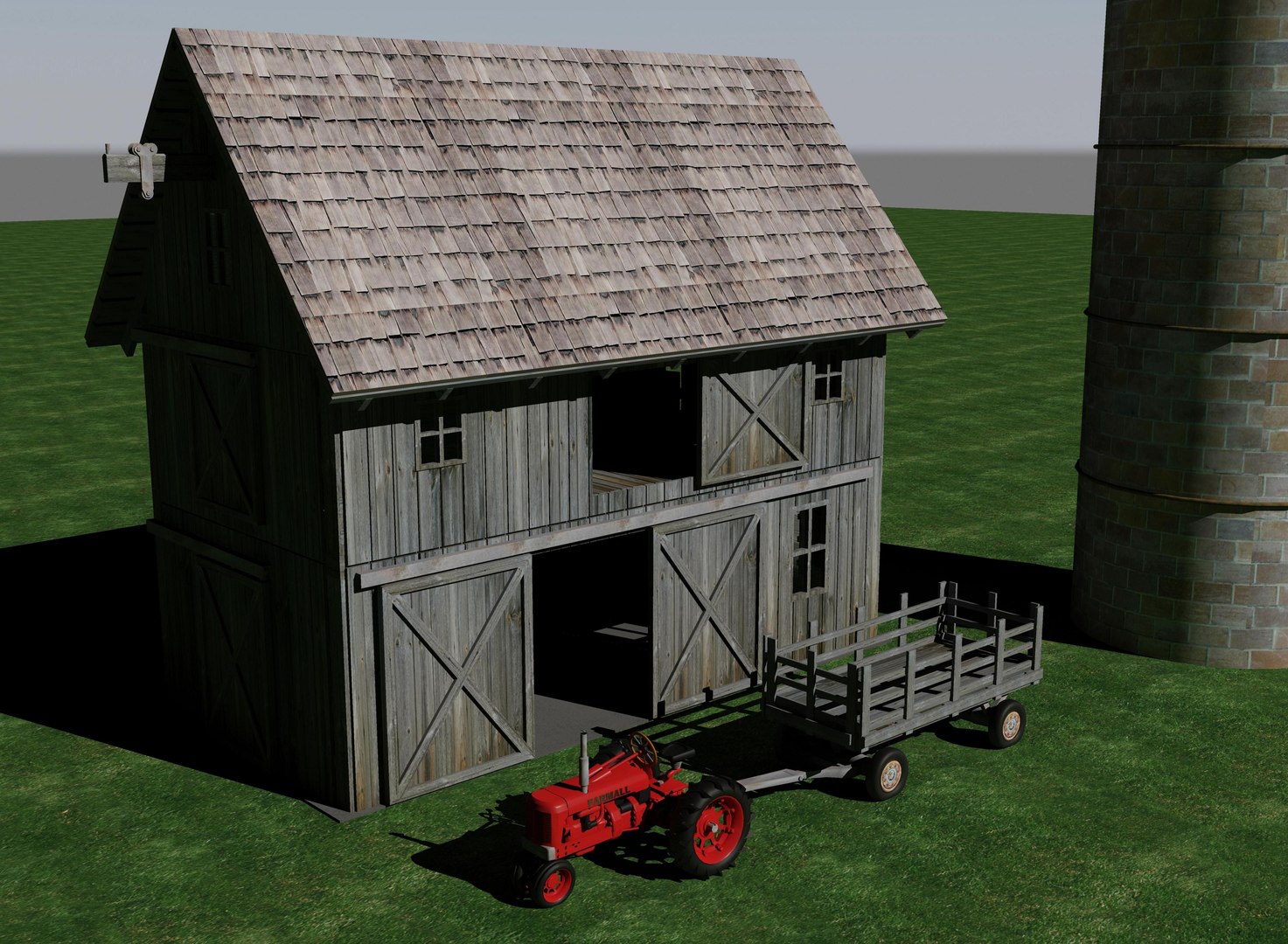 Barn Tractor Hay 3d Max