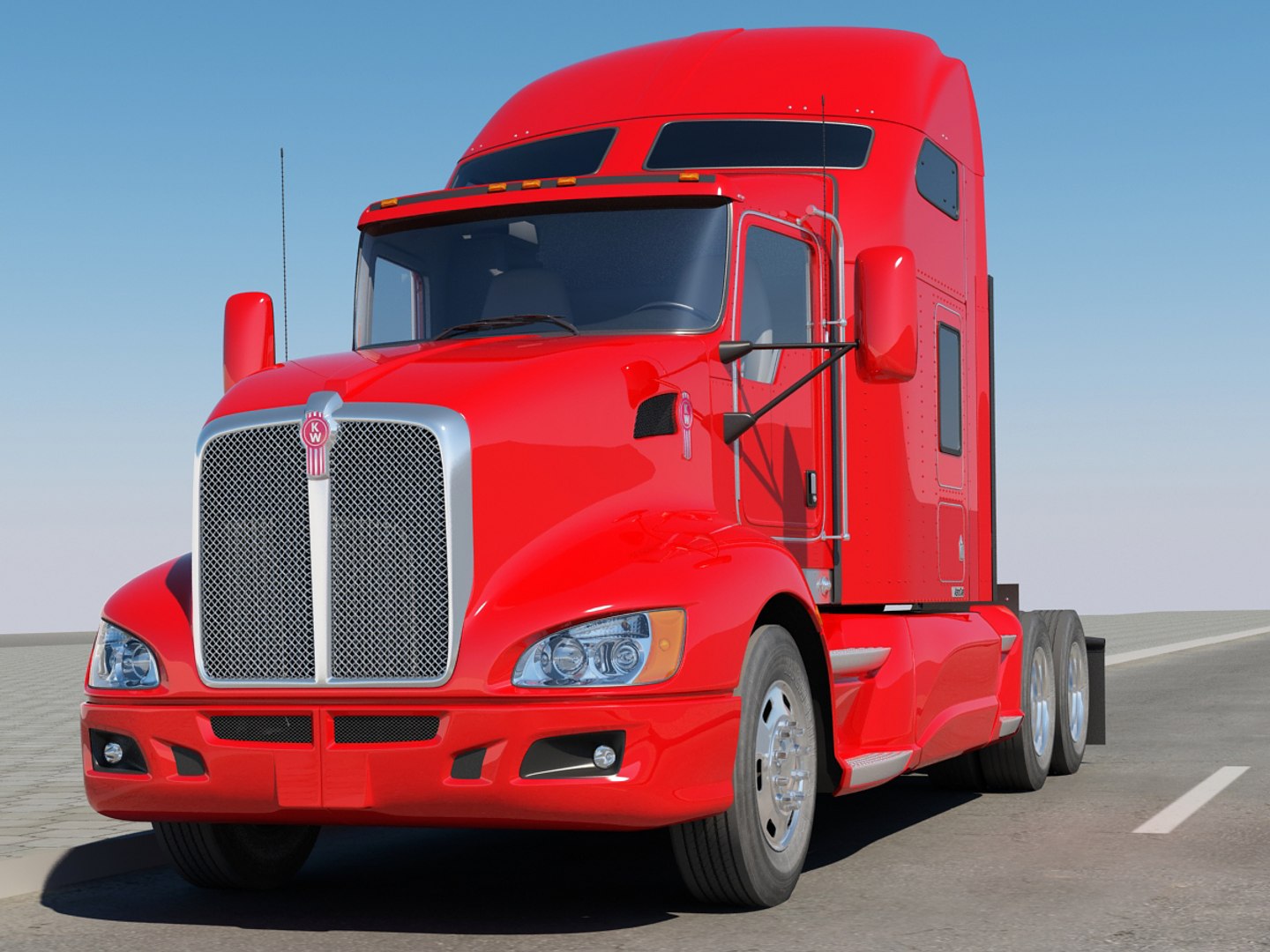 3d t660 semi trailer container model