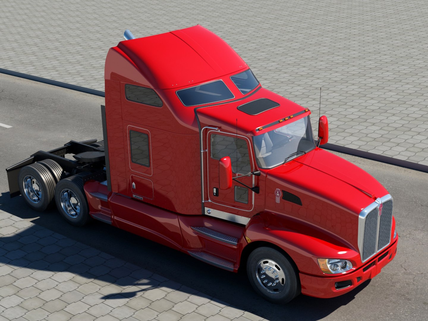 3d t660 semi trailer container model