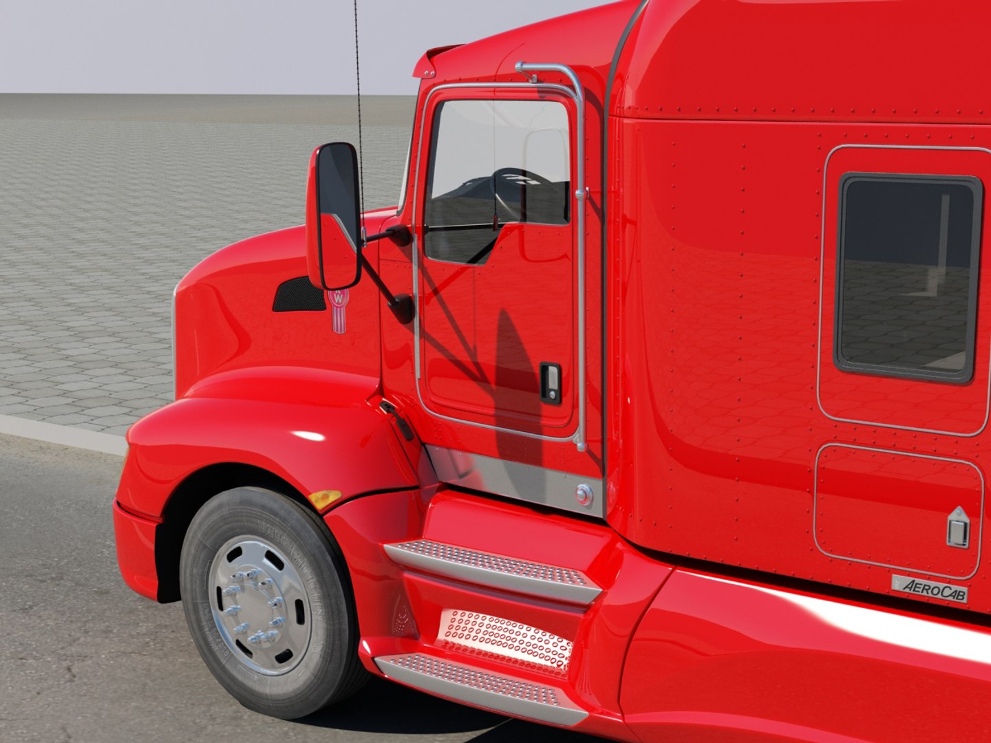 3d t660 semi trailer container model