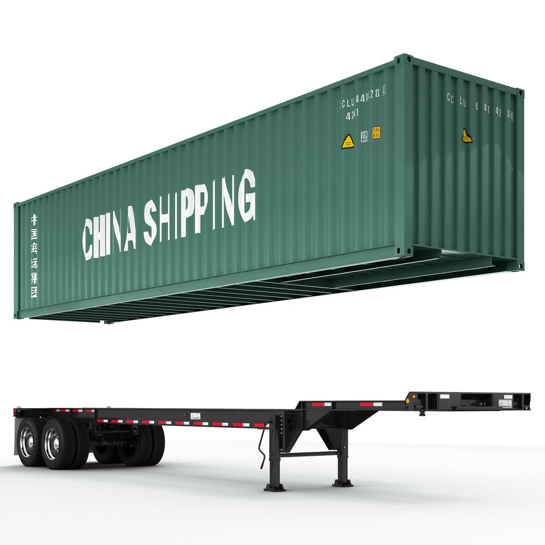 3d t660 semi trailer container model