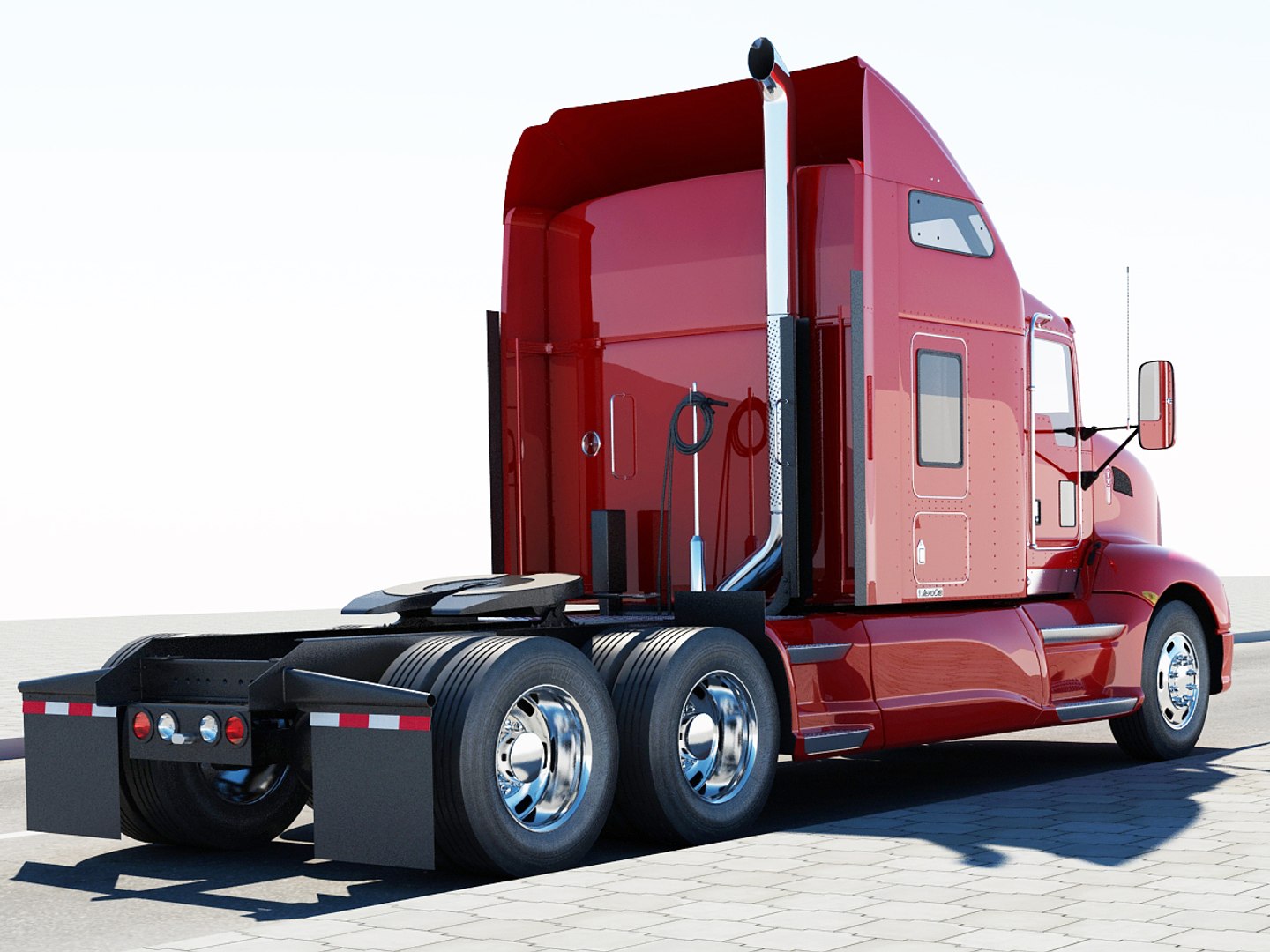 3d t660 semi trailer container model