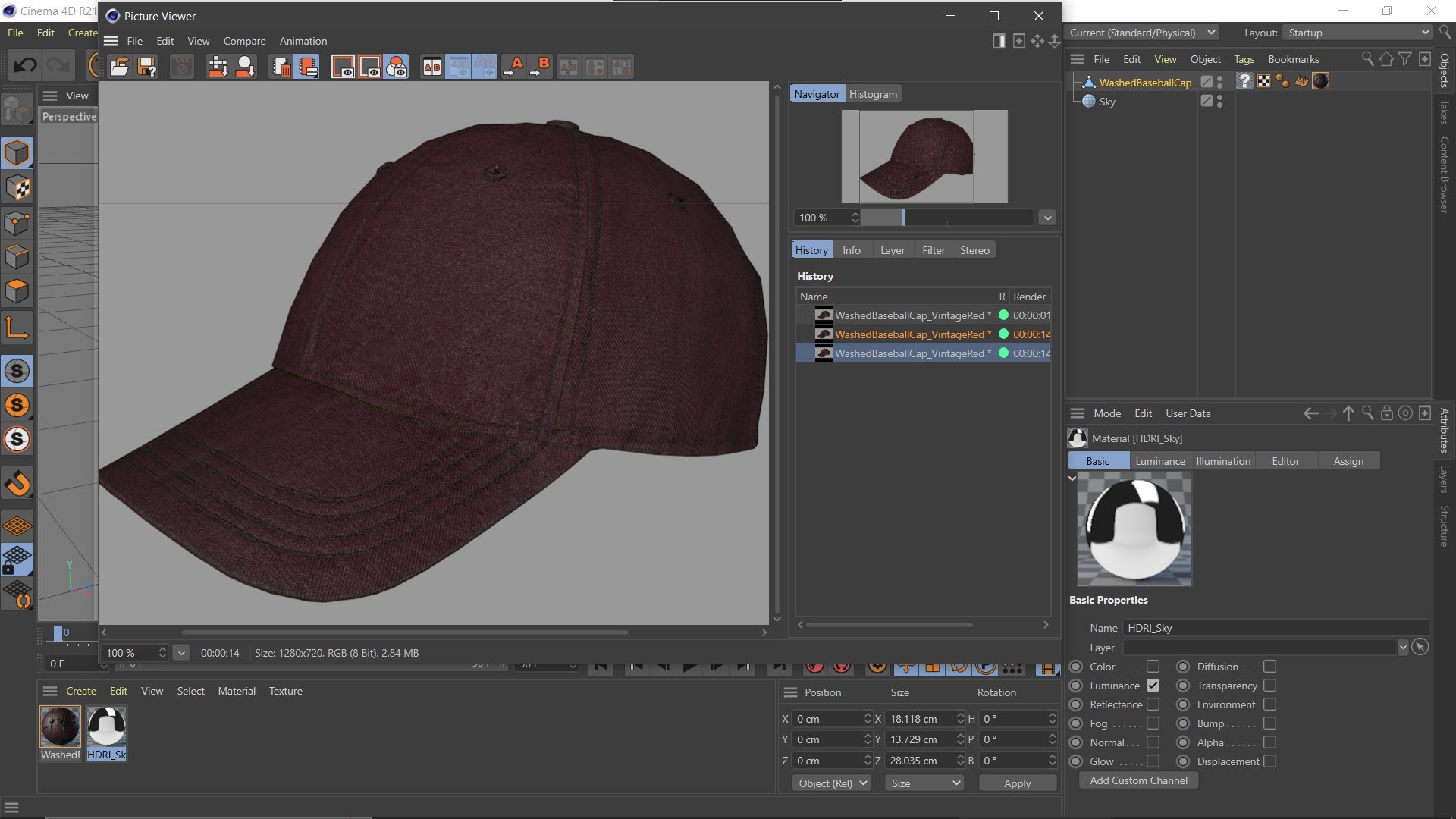 3D Washed Baseball Cap - Vintage Red - Game Asset 3D - TurboSquid 1911064