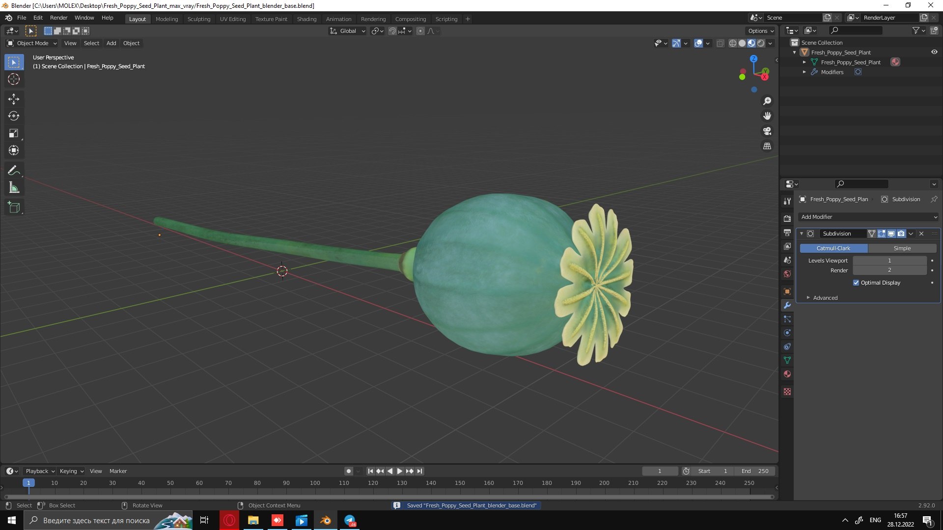 Fresh Poppy Seed Plant 3D - TurboSquid 2007454