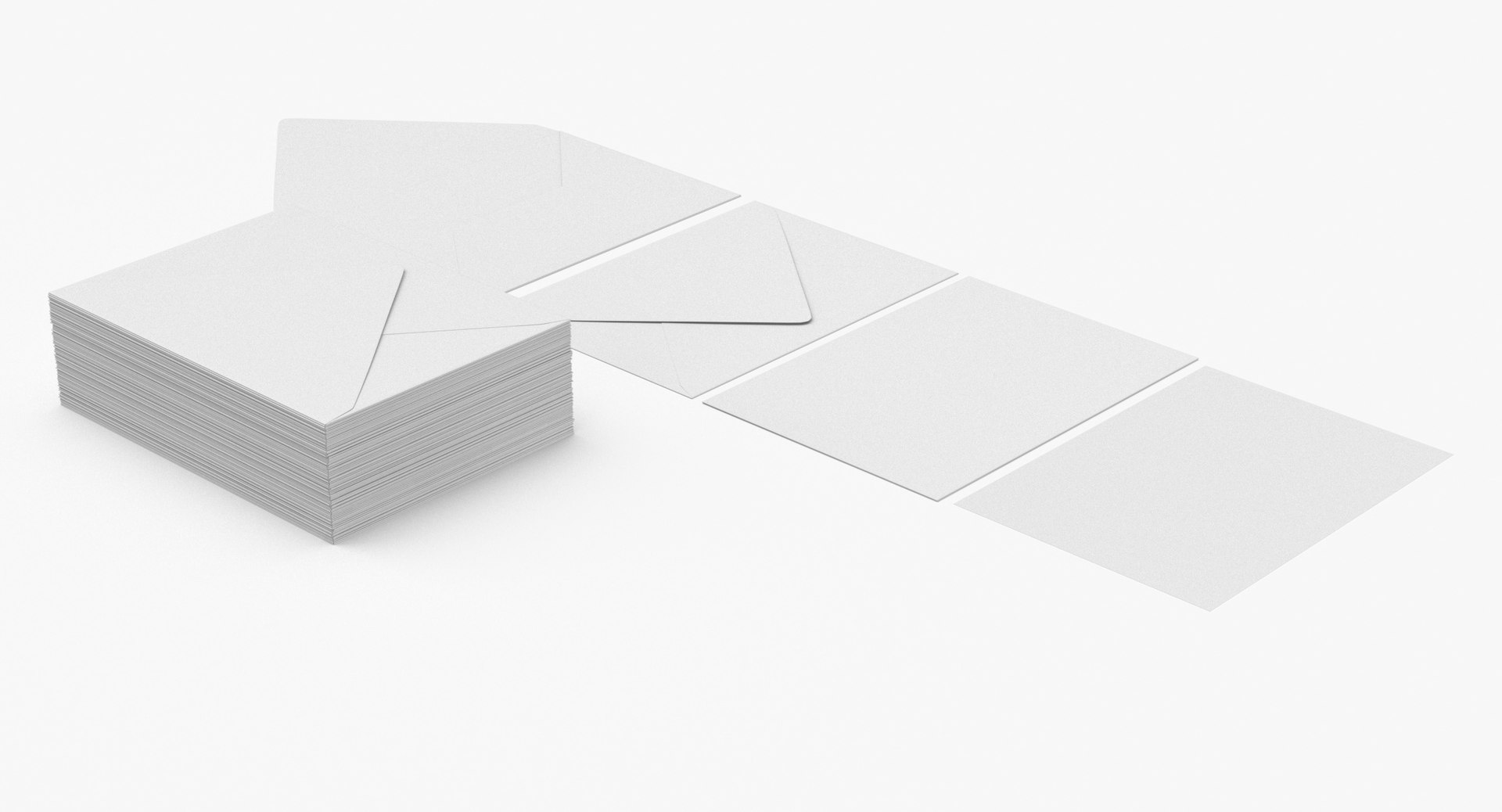 Small Square Envelopes Type 03 Flap Blank And Generic Model ...